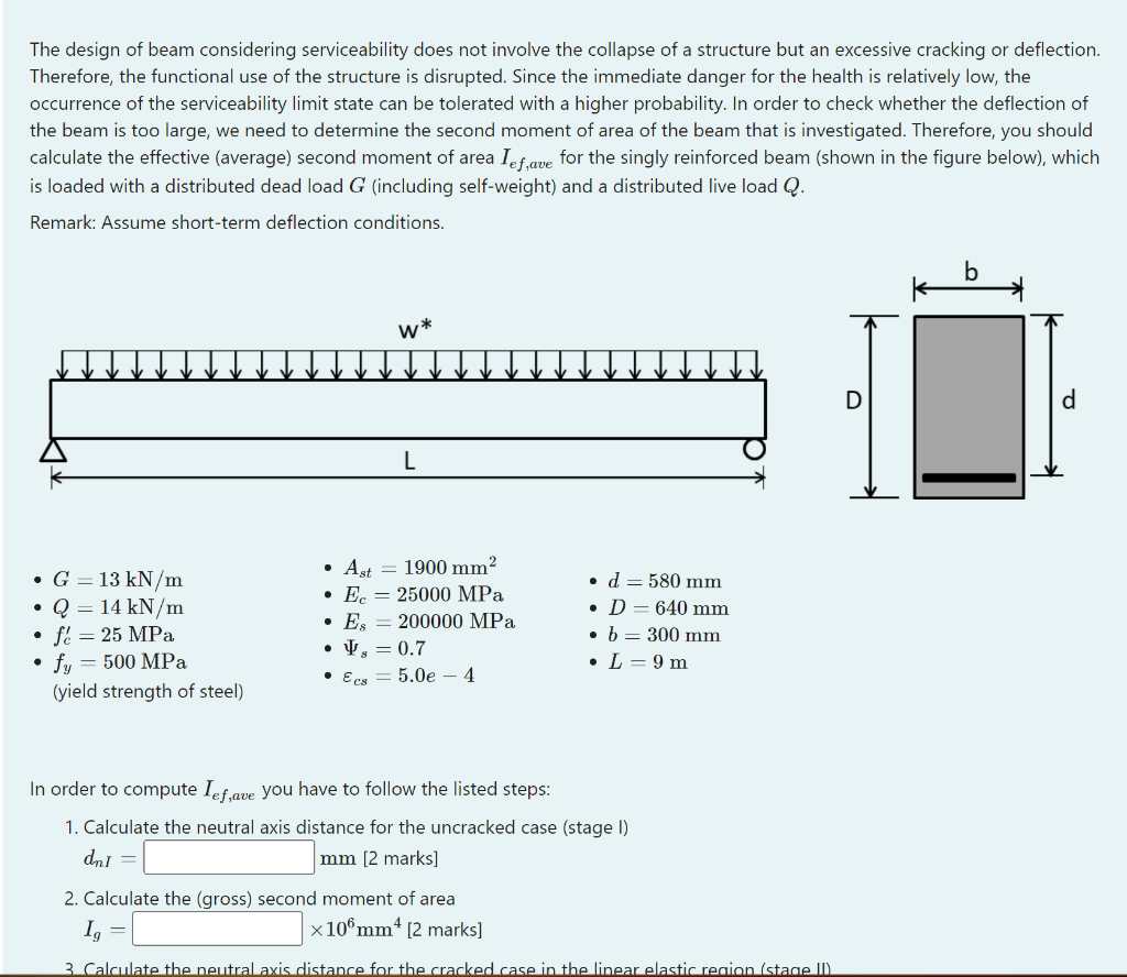 Solved The design of beam considering serviceability does | Chegg.com