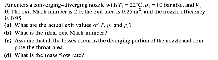Solved Air enters a converging-diverging nozzle with | Chegg.com