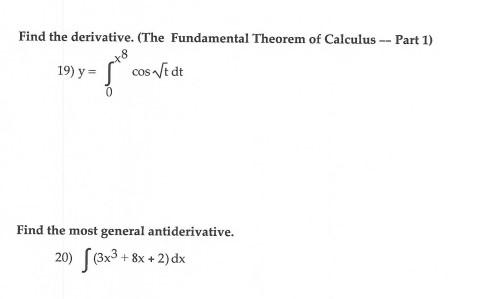 Solved Find the derivative. (The Fundamental Theorem of | Chegg.com