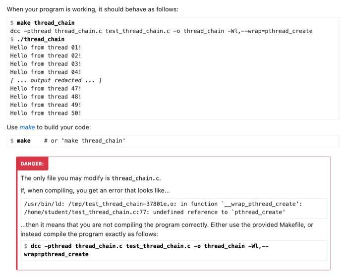 Solved EXERCISE - INDIVIDUAL: Create a chain of threads | Chegg.com