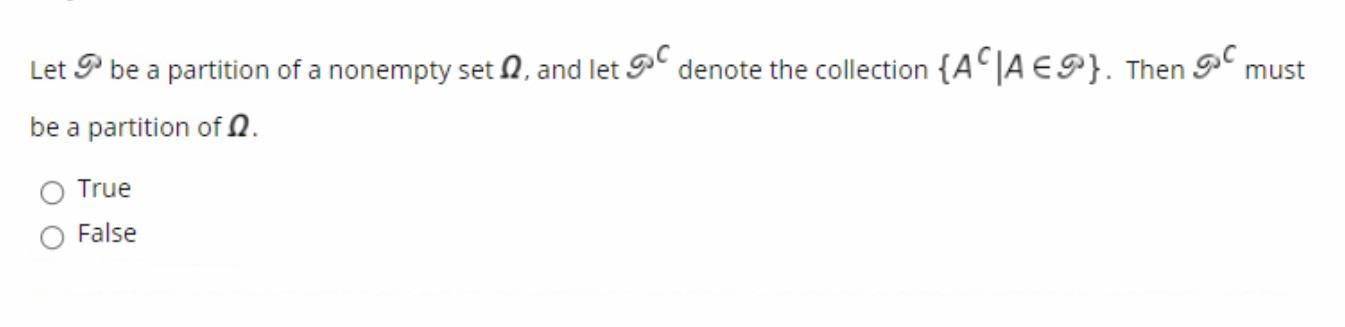 Solved Let T be a partition of a nonempty set A, and let go | Chegg.com