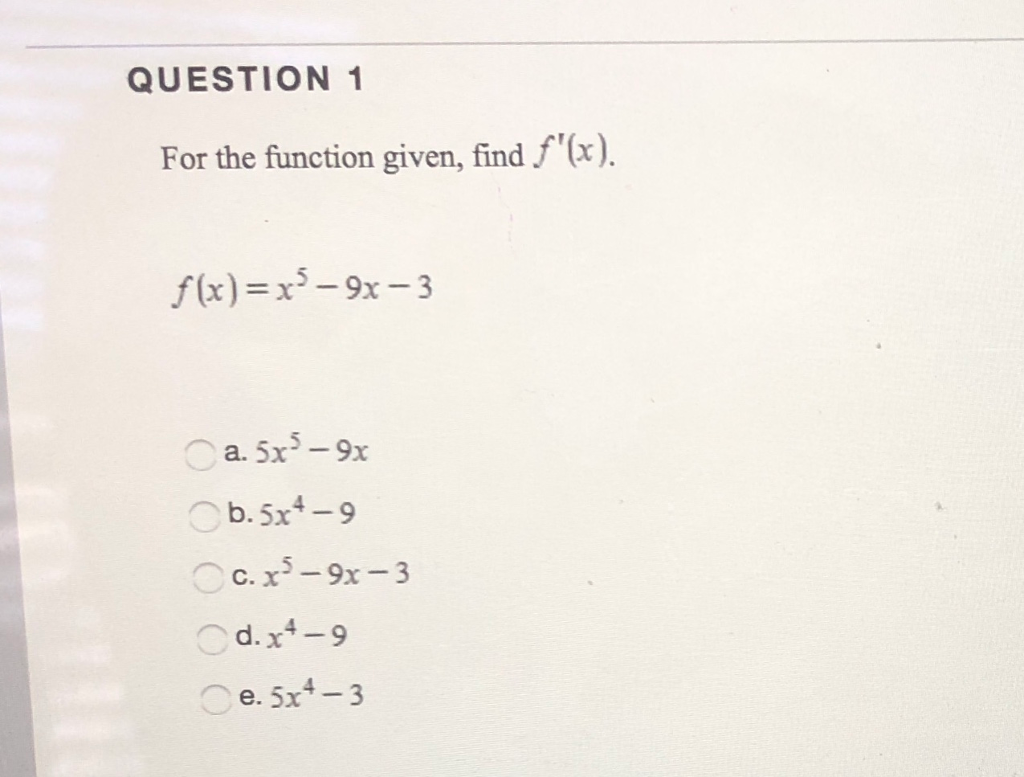 Solved QUESTION 1 For the function given, find f"(ar) | Chegg.com
