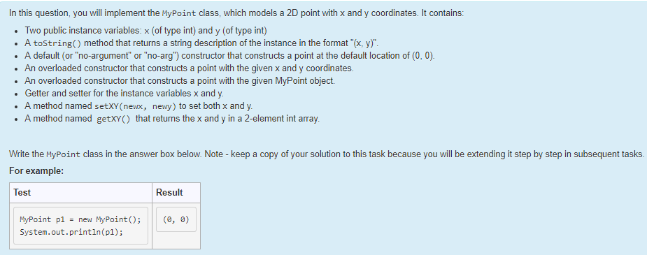 Solved In this question, you will implement the MyPoint | Chegg.com