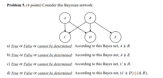 Solved Problem 5. (4 points) Consider this Bayesian network: | Chegg.com