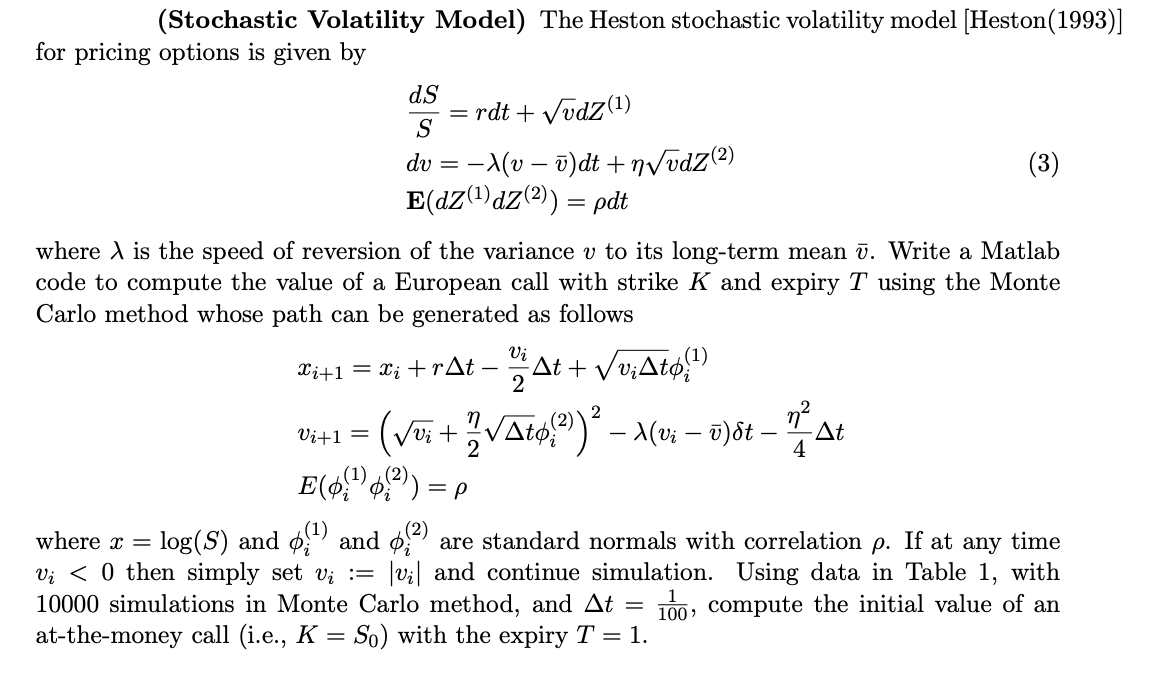 Solved Stochastic Volatility Model The Heston Stochastic