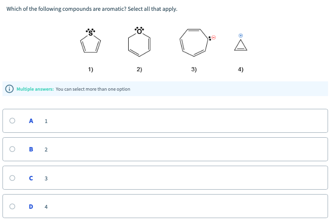 Solved Which of the following compounds are aromatic? Select | Chegg.com