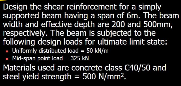 [Solved]: how was Ved (Design shear force) calculated from t