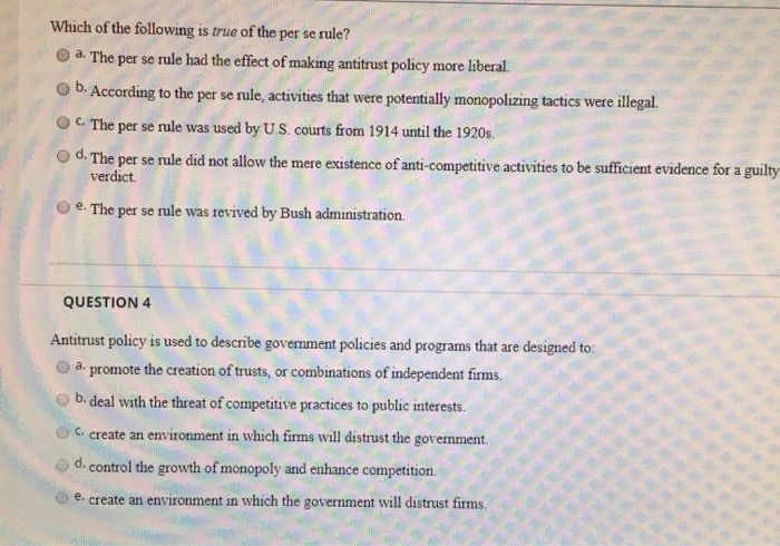 Solved which of the following is true of the per se rule | Chegg.com