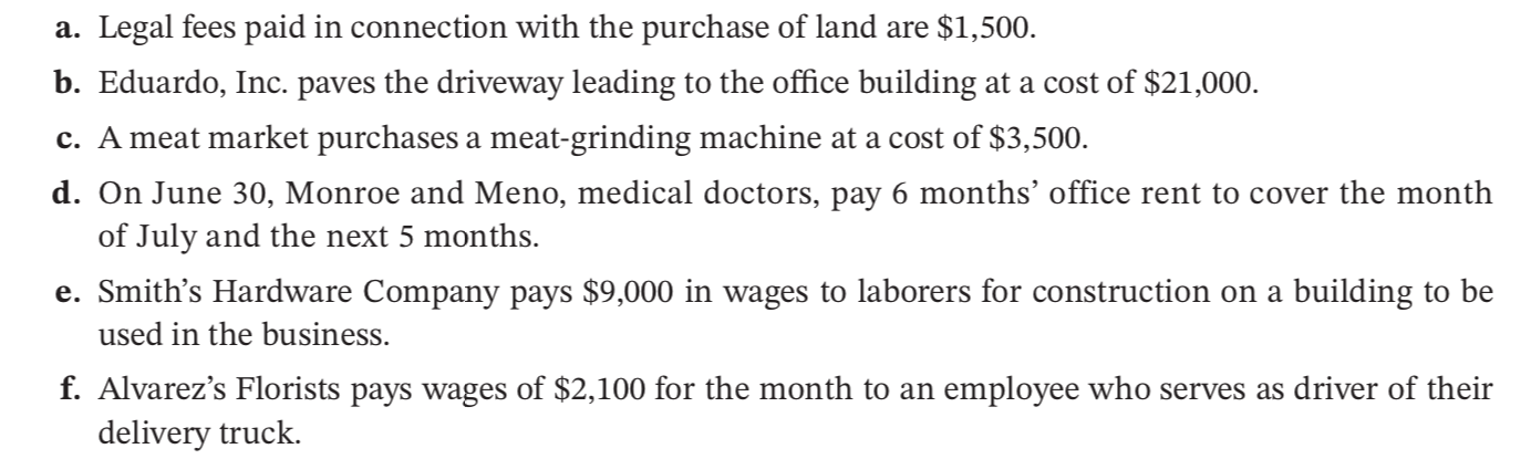 Solved a. Legal fees paid in connection with the purchase of | Chegg.com