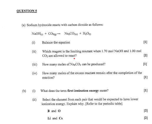Solved (a) Sodium hydroxide reacts with carbon dioxide as | Chegg.com