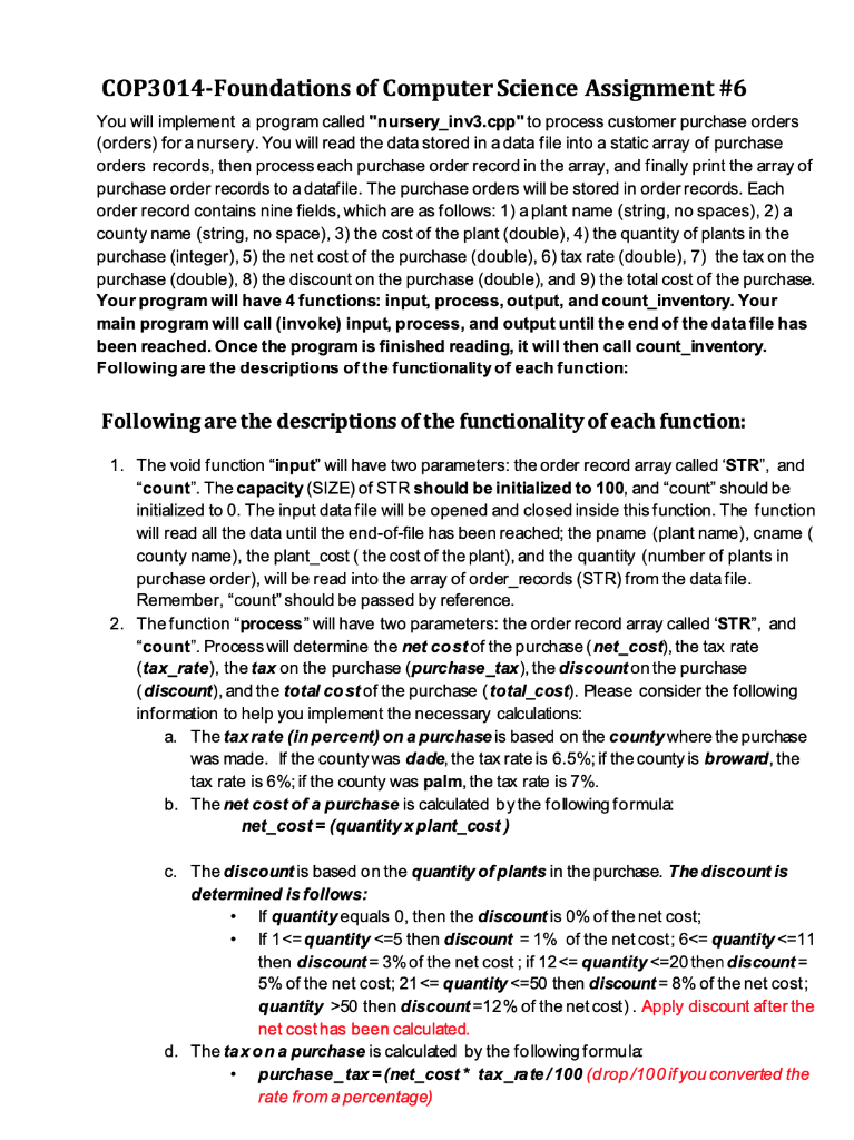 Solved COP3014-Foundations of Computer Science Assignment #6 | Chegg.com