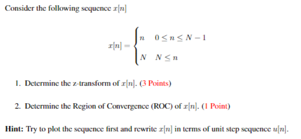 Solved Consider the following sequence x[n] | Chegg.com
