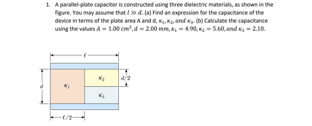 Solved 1. A parallel-plate capacitor is constructed using | Chegg.com