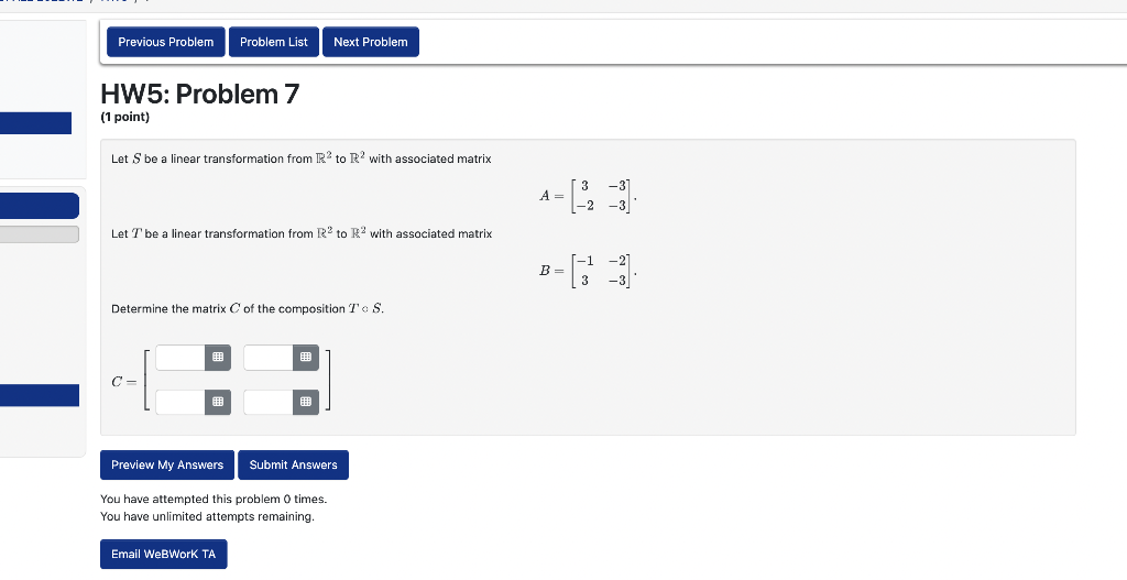Solved Let S be a linear transformation from R2 to R2 with | Chegg.com