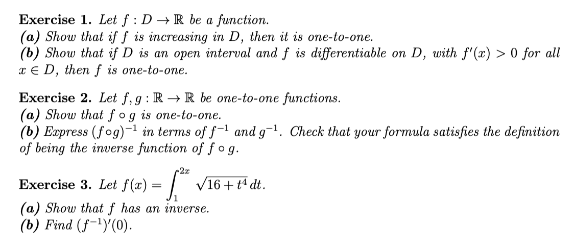 Solved ANSWER ALL PARTS!Exercise 1. ﻿Let f:D→R ﻿be a | Chegg.com