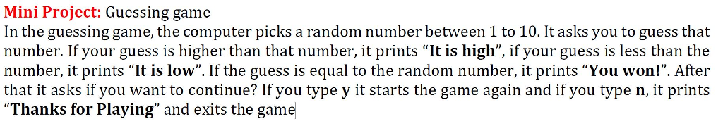 Solved Mini Project: Guessing game In the guessing game, the | Chegg.com