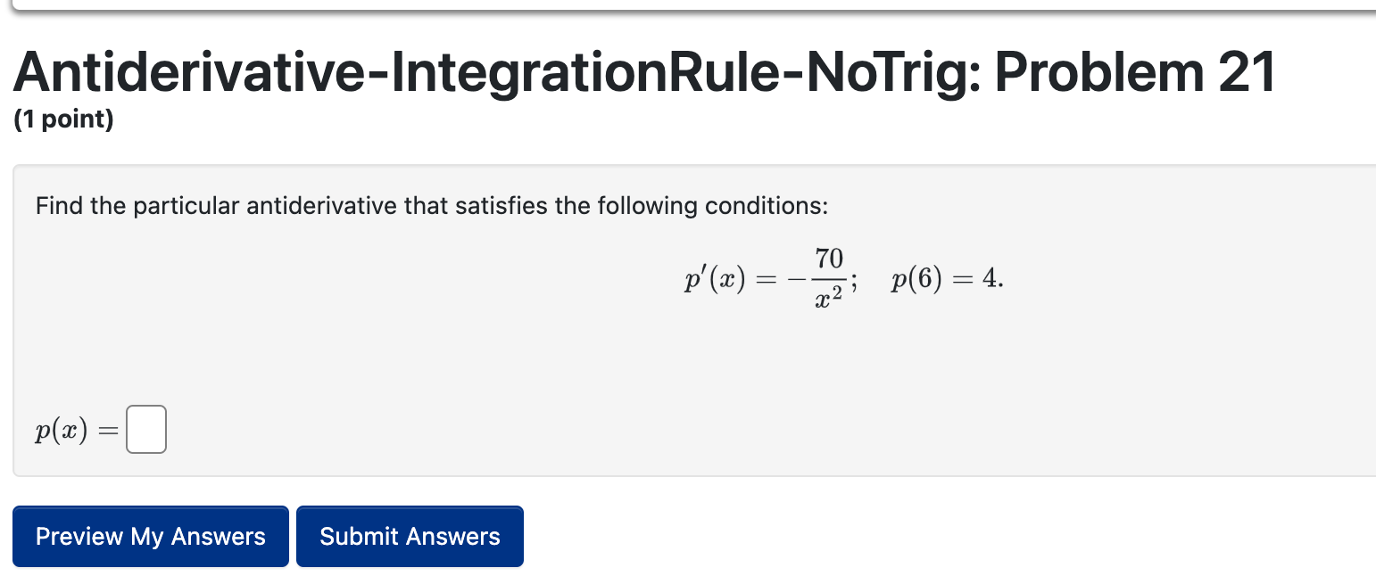 Solved Antiderivative-IntegrationRule-NoTrig: Problem 21 (1 | Chegg.com