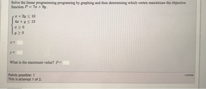 Solved Solve The Linear Programming Programing By Graphing