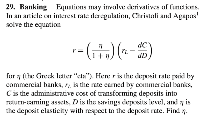 Solved Banking Equations may involve derivatives of | Chegg.com