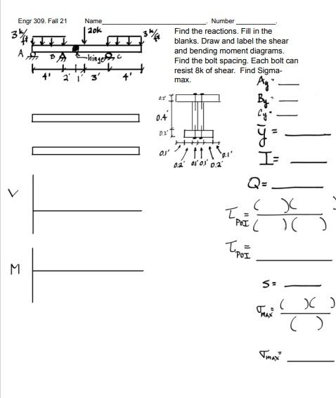 Solved Engr 309. Fall 21 Name 2ok Chinged 4' 21' 3' Number | Chegg.com