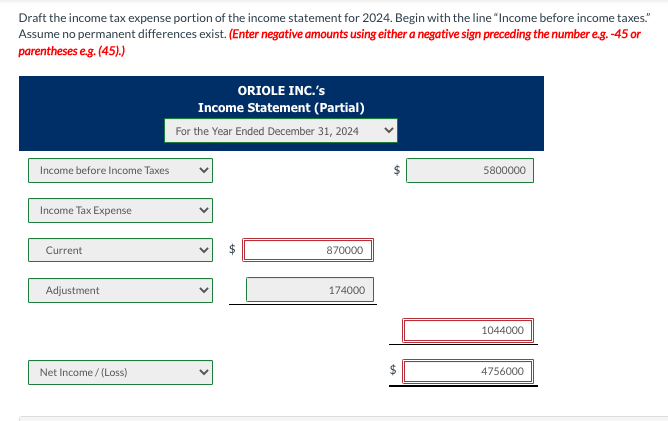 Solved Oriole Inc.'s only temporary difference at the | Chegg.com