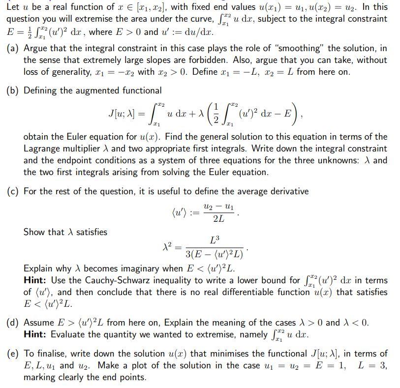 Solved Let u be a real function of x∈[x1,x2], with fixed end | Chegg.com