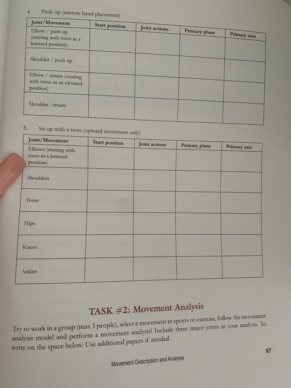 Solved Task #2: Select a movement in sports or exercise | Chegg.com