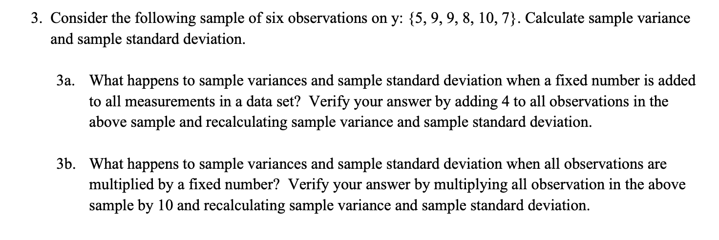 Solved 3. Consider the following sample of six observations | Chegg.com