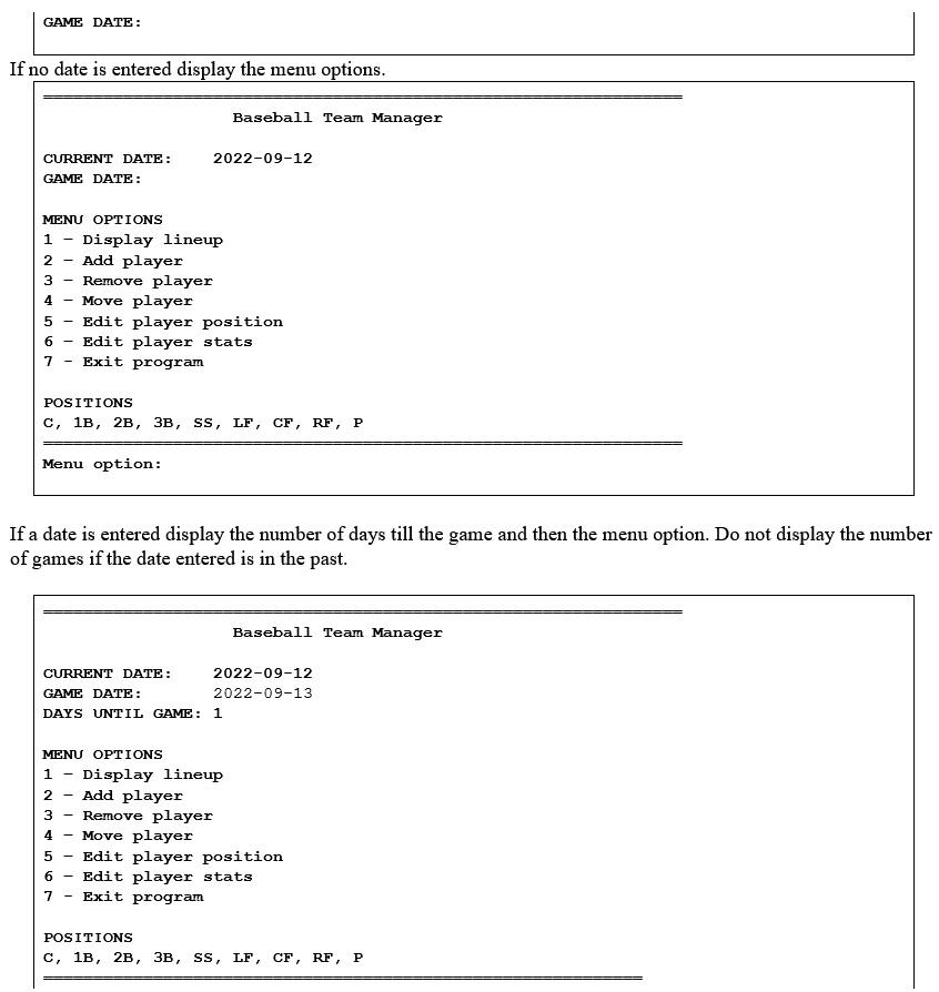 Solved Team Management Program: Version 2 Update the team | Chegg.com