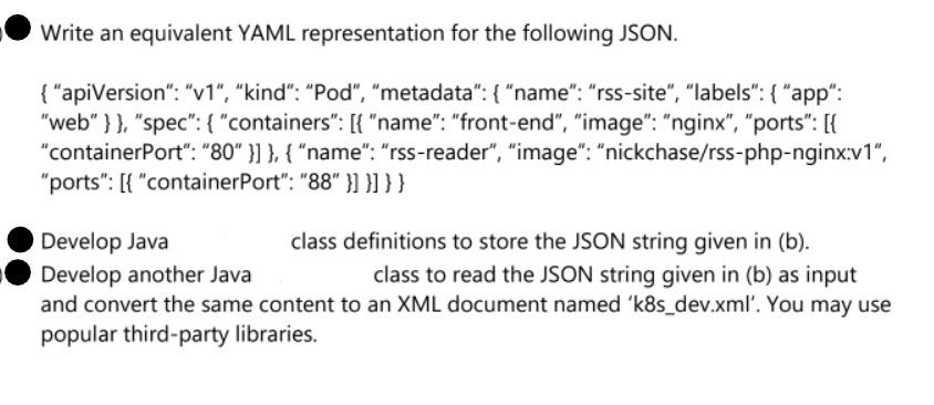 Solved Write an equivalent YAML representation for the | Chegg.com
