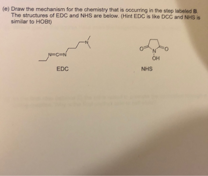 (e) Draw the mechanism for the chemistry that is | Chegg.com