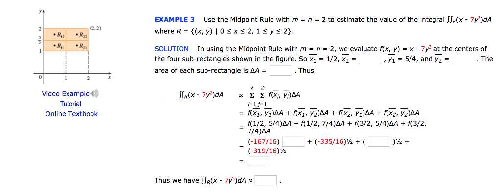 Solved EXAMPLE 3 Use the Midpoint Rule with m 2 to estimate | Chegg.com