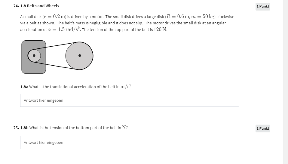 Solved A small disk (r=0.2 m) is driven by a motor. The | Chegg.com