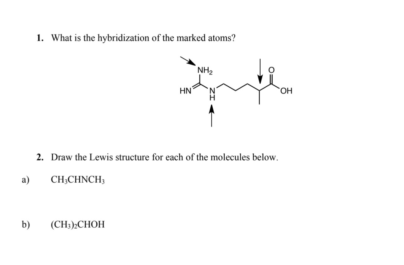 Solved 1. What is the hybridization of the marked atoms? NH2 | Chegg.com