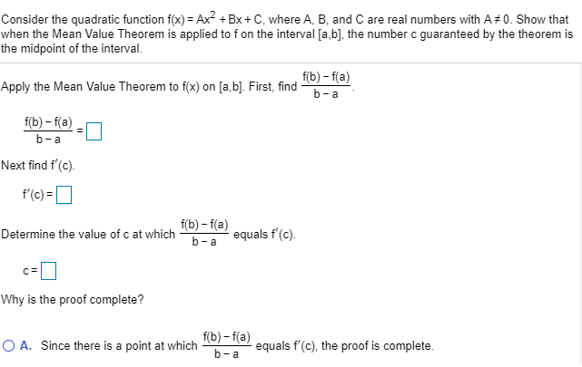 Solved Consider the quadratic function f(x) = Ax? + Bx + C, | Chegg.com