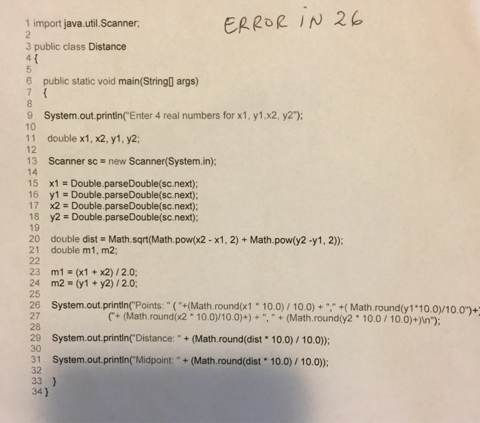 Solved import java.util.Scanner: public class Distance { | Chegg.com