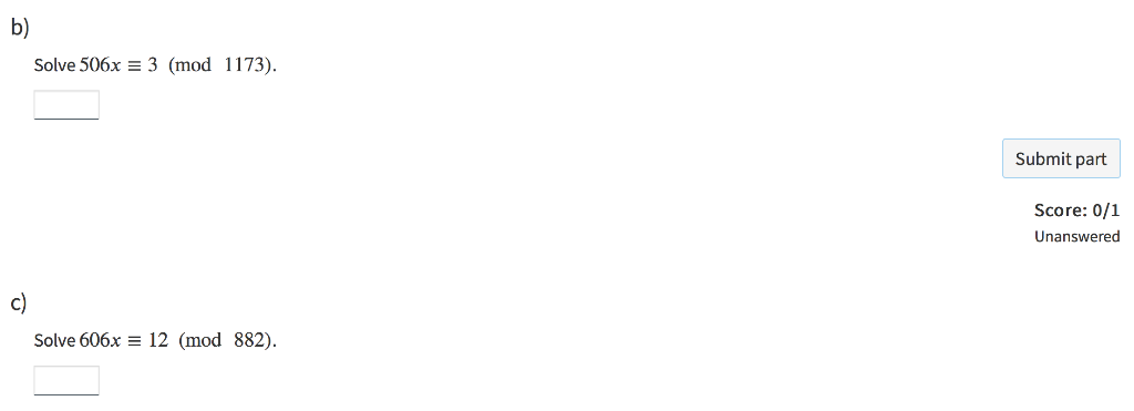 Solved Solve each of the following modular arithmetic | Chegg.com Solved Solve each of the following modular arithmetic | Chegg.com