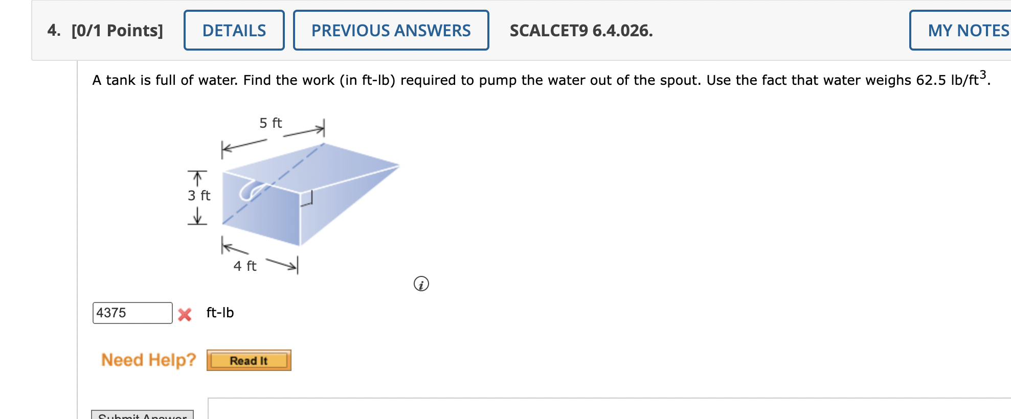 Solved 4. [0/1 Points] DETAILS PREVIOUS ANSWERS SCALCET9 | Chegg.com