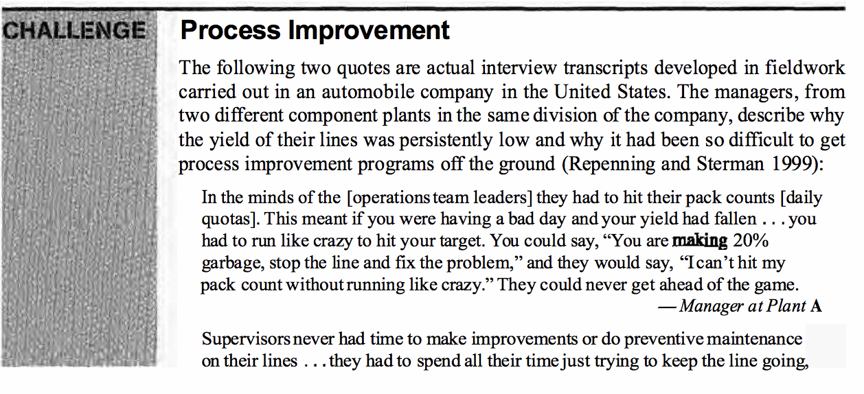 Process Improvement The following two quotes are | Chegg.com