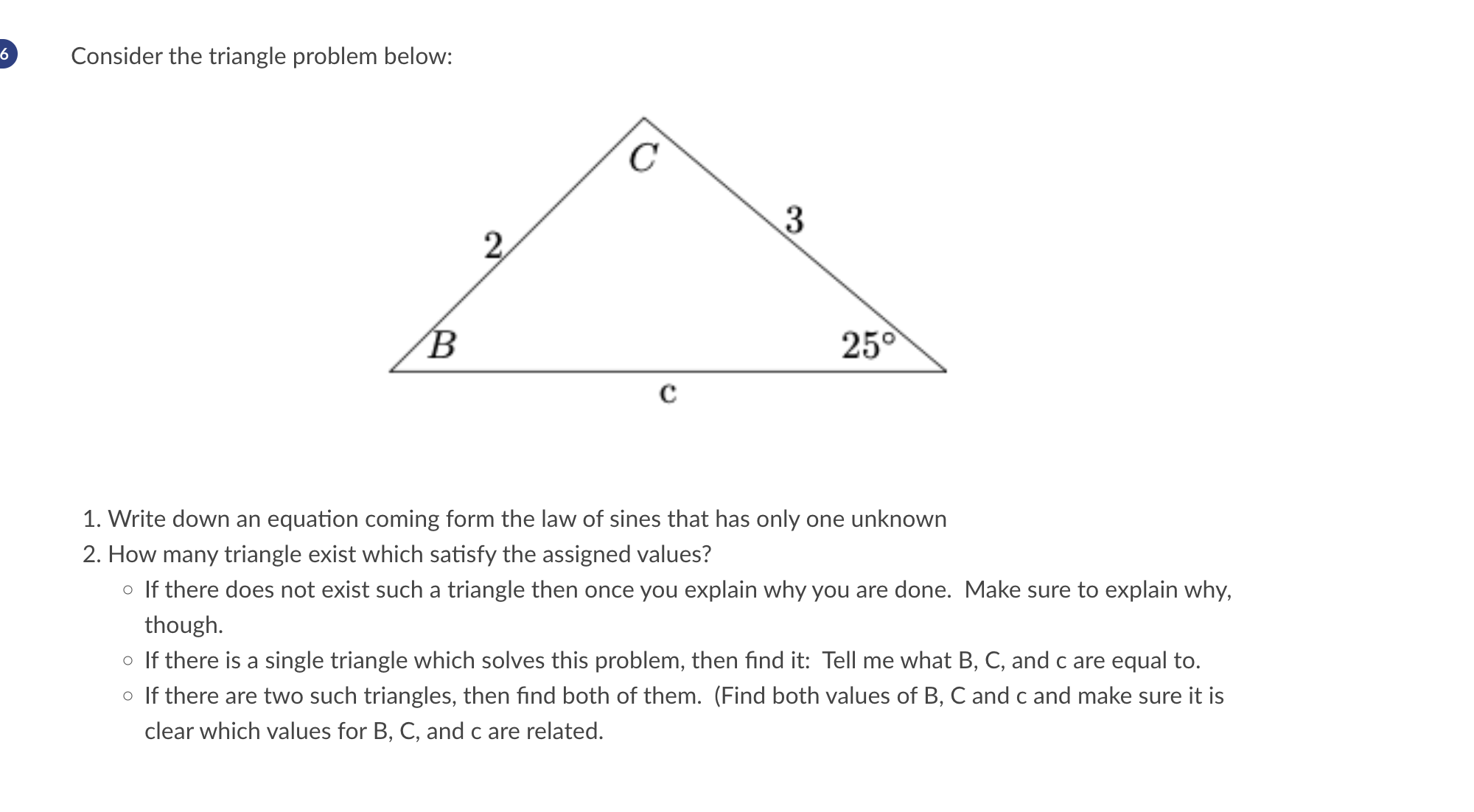 Solved Consider the triangle problem below: 1. Write down an | Chegg.com