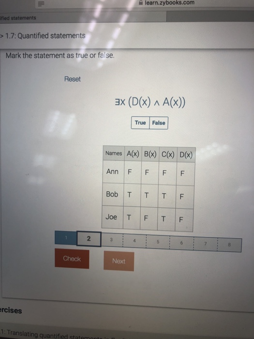 Solved learn.zybooks.com fied statements 1.7: Quantified | Chegg.com