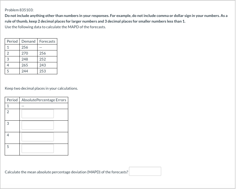 Solved Problem 835103 Do Not Include Anything Other Than Chegg
