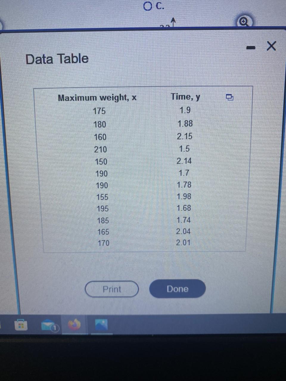 Solved The accompanying table shows the maximum weights (in | Chegg.com