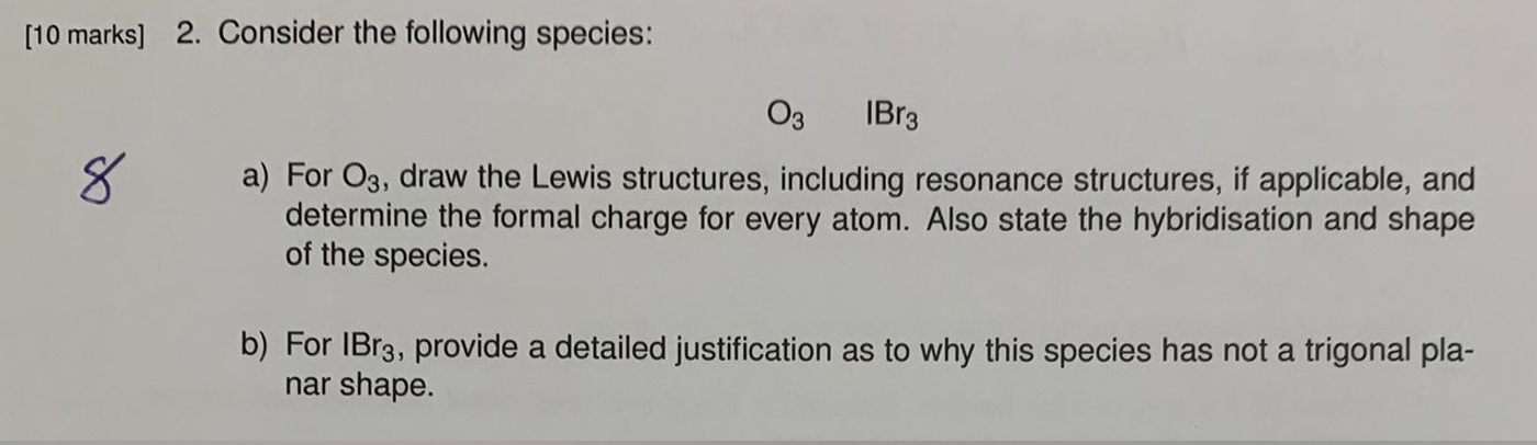 Solved a) For O3, draw the Lewis structures, including | Chegg.com
