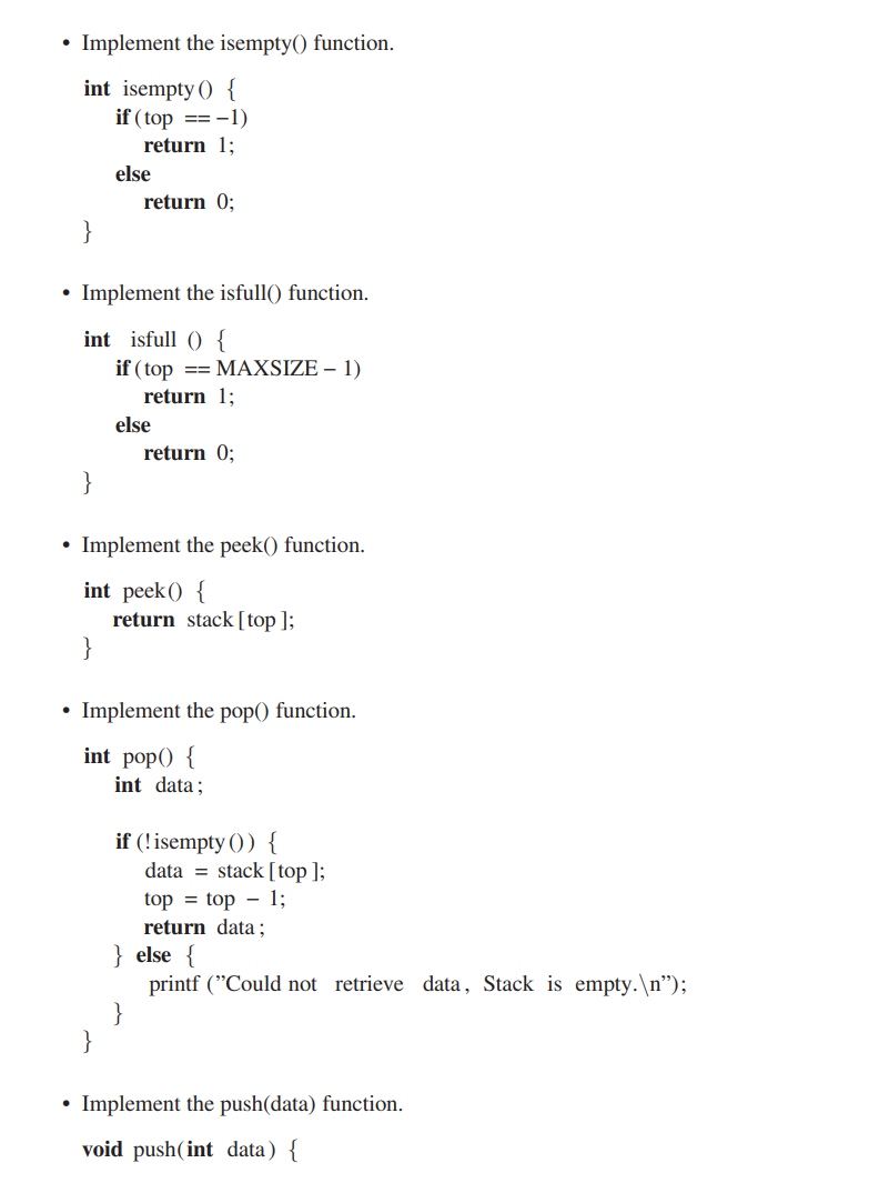 Solved 1 Introduction A stack is a linear data structure | Chegg.com