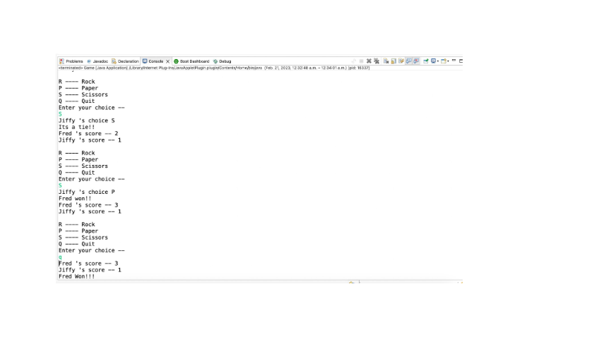 Solved Create a java program for Rock Paper Scissors game as | Chegg.com