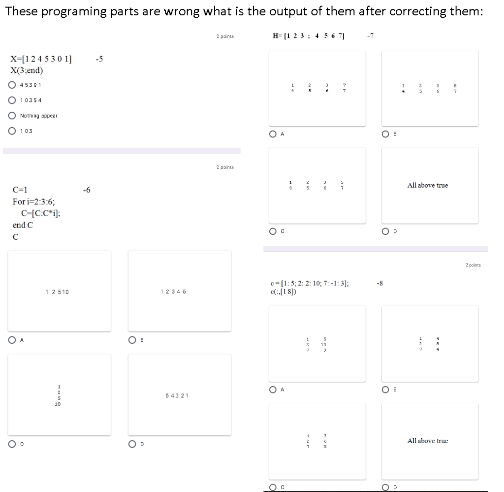 Solved These programing parts are wrong what is the output | Chegg.com