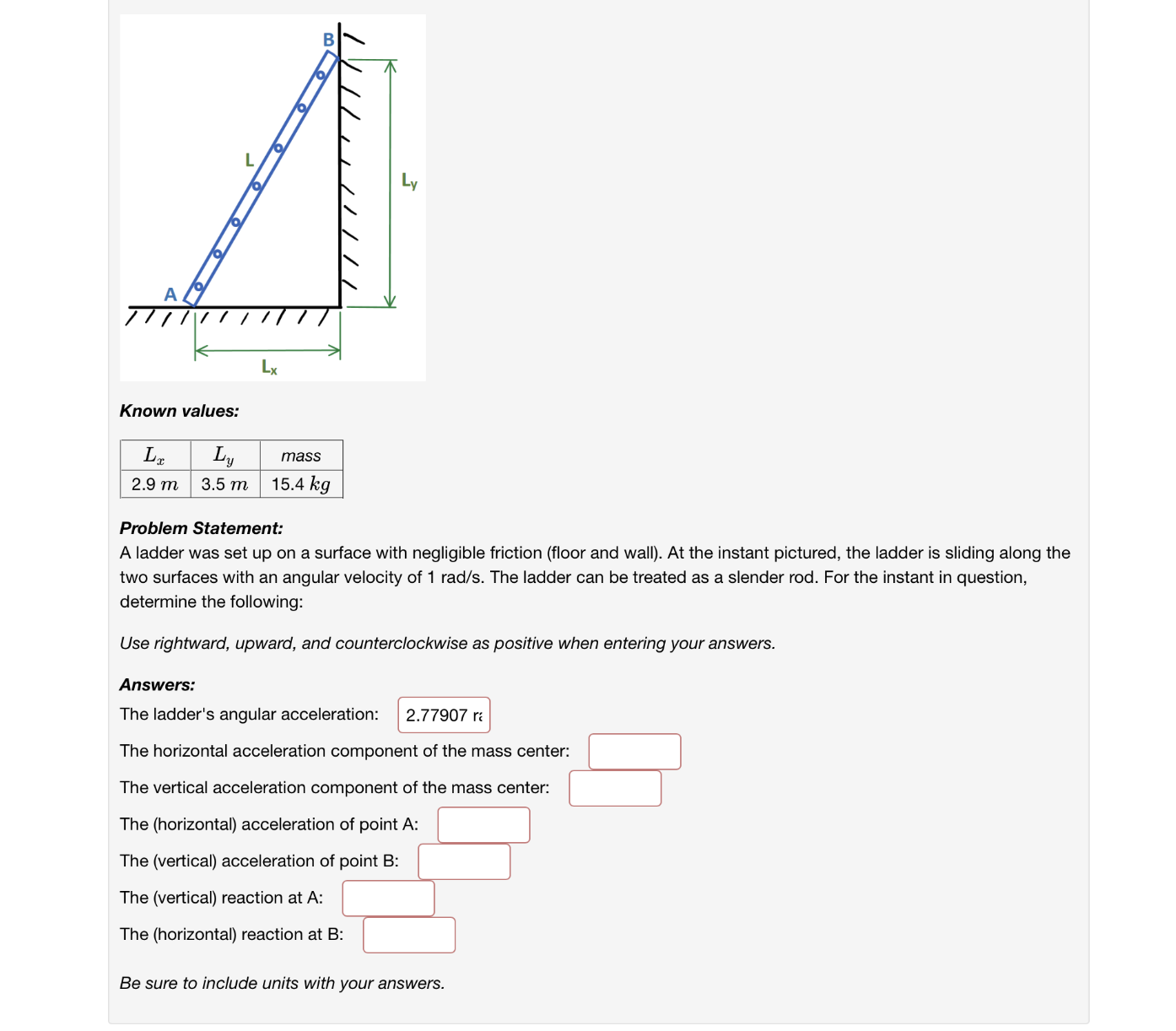 Solved Known values: Problem Statement: A ladder was set up | Chegg.com