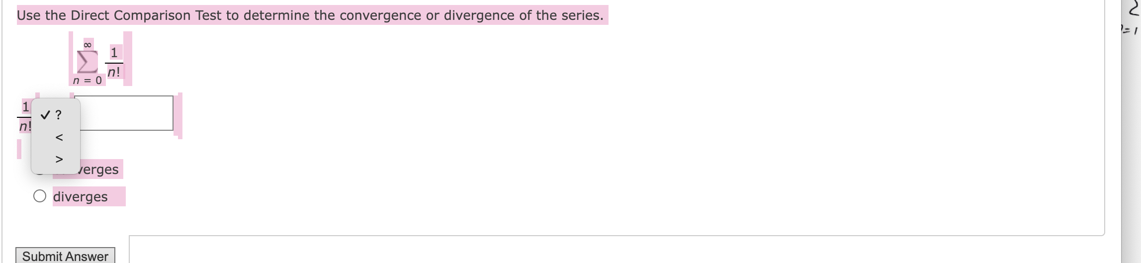 Solved Use the Direct Comparison Test to determine the | Chegg.com
