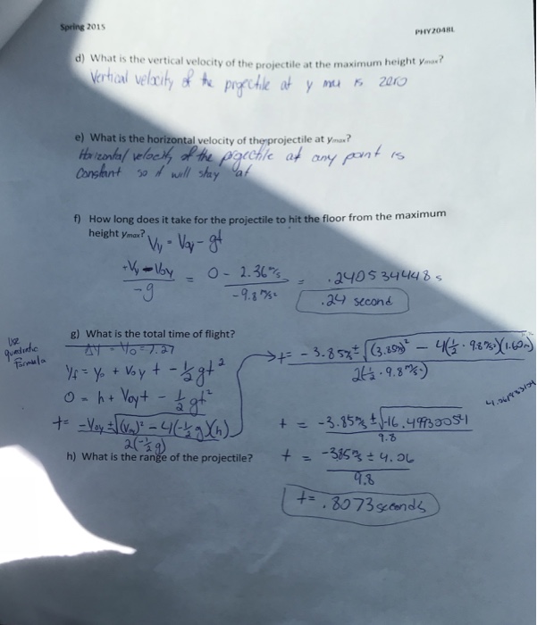 Solved PHY2048L Pre-Lab: Projectile Motion Read the lab | Chegg.com
